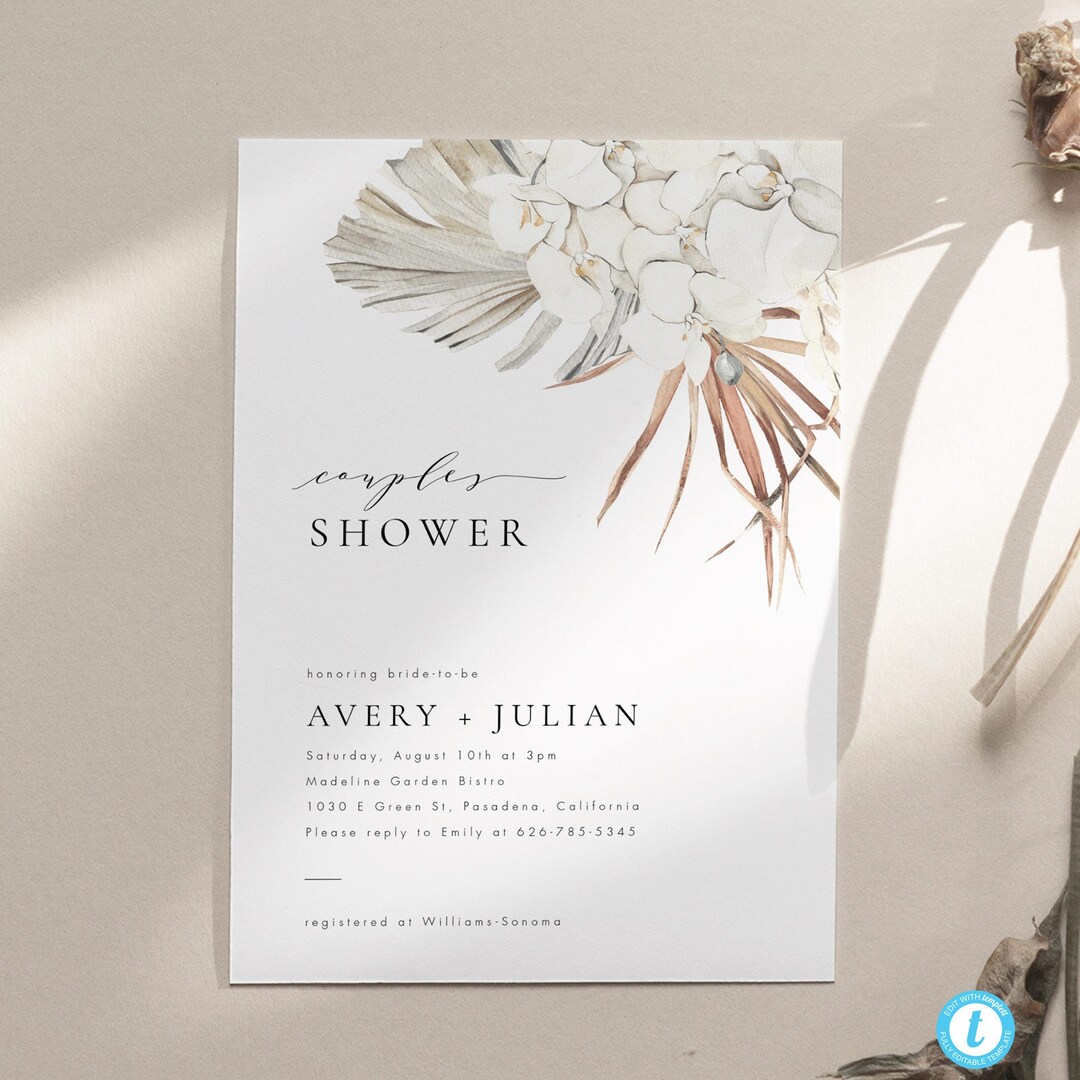 Boho Couples Shower Invitation Template Bohemian Wedding Shower Invite ...
