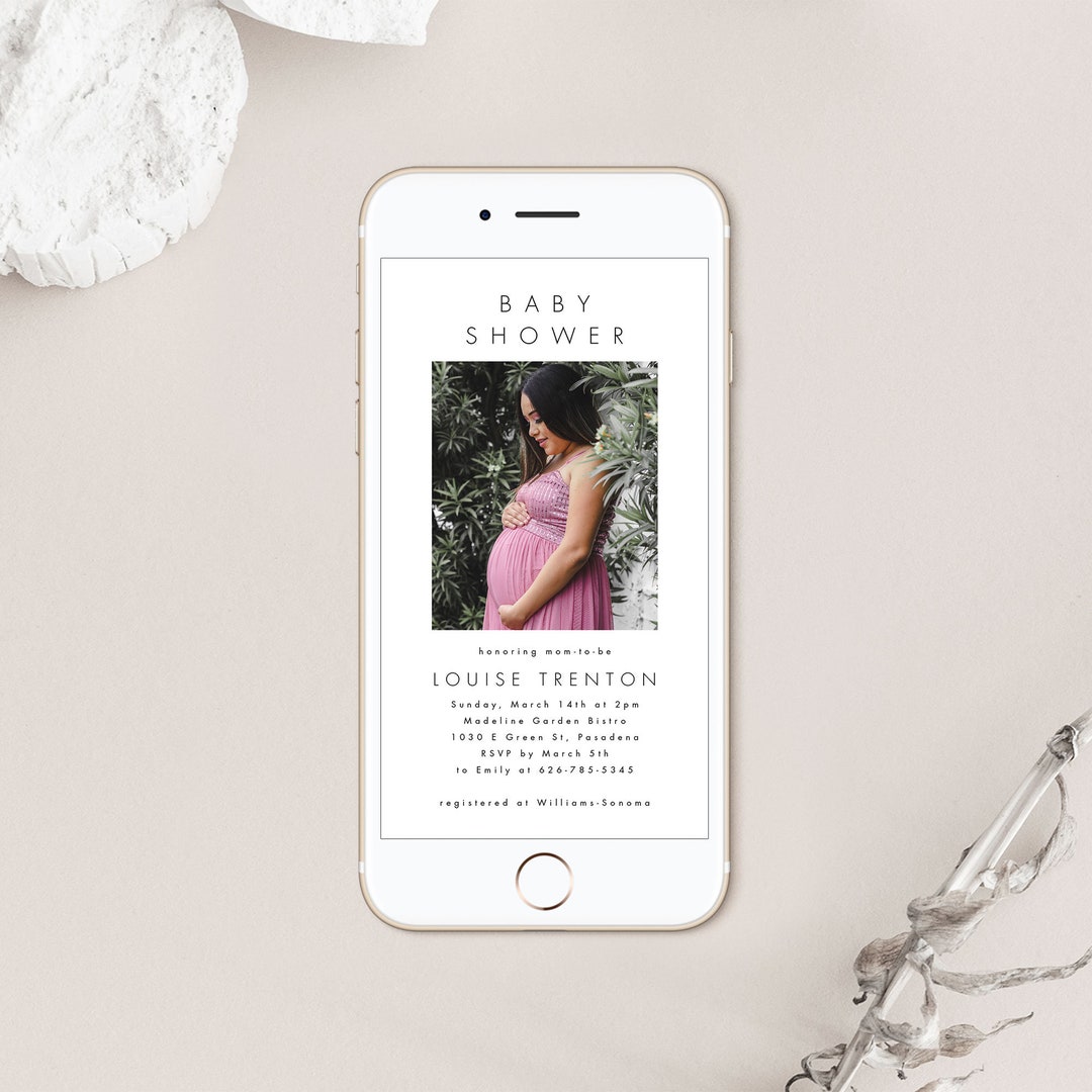 Electronic Baby Shower Invitation Template, Minimalist Baby Shower E ...