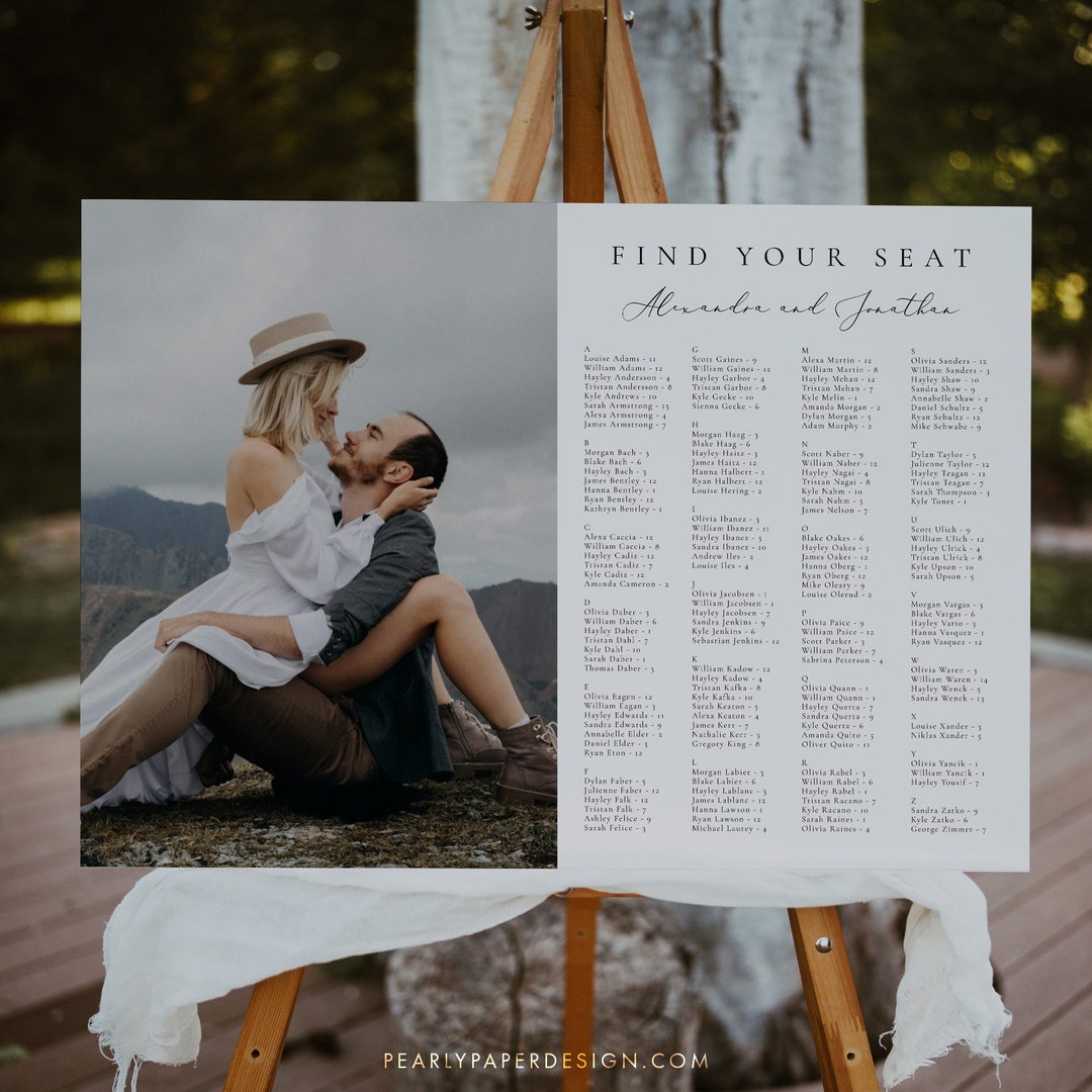 Alphabetical Seating Chart Template With Photo, Photo Seating Poster ...