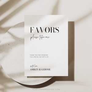 Printable Favors Sign Template Download, Minimalist Wedding Favor Sign ...