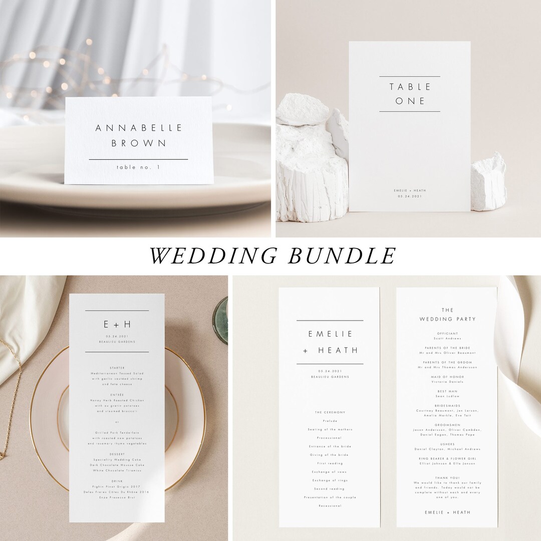 Modern Wedding Bundle Download Simple Wedding Template Program Place ...