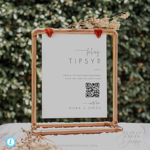 Tip Your Bartender Sign Template, Modern Minimalist Feeling Tipsy Sign ...