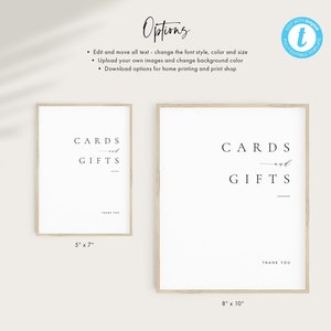 Printable Cards and Gifts Sign Template Download Modern Wedding Gifts ...