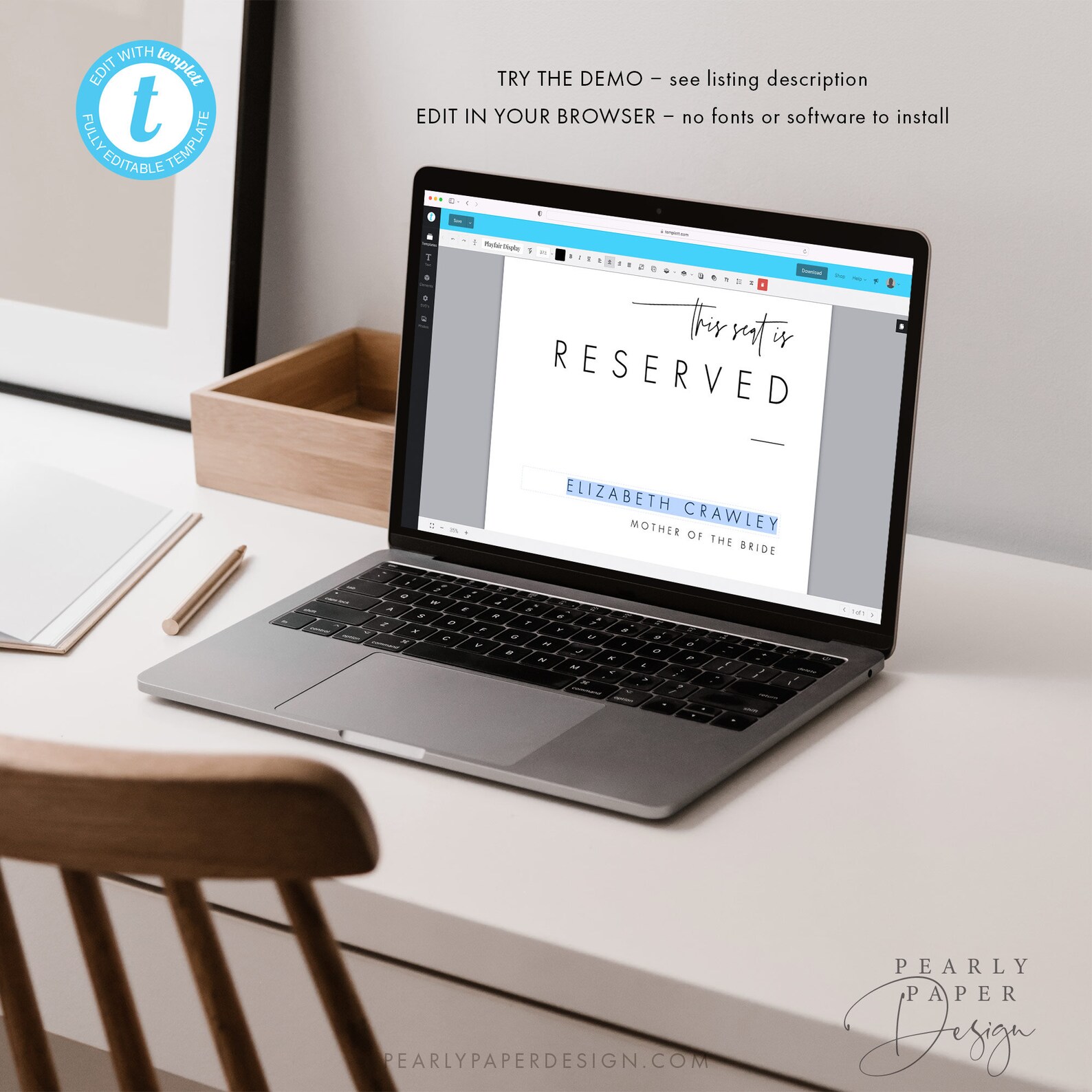 Minimalist Seating Sign Template, Reserved Seating Sign, Printable ...