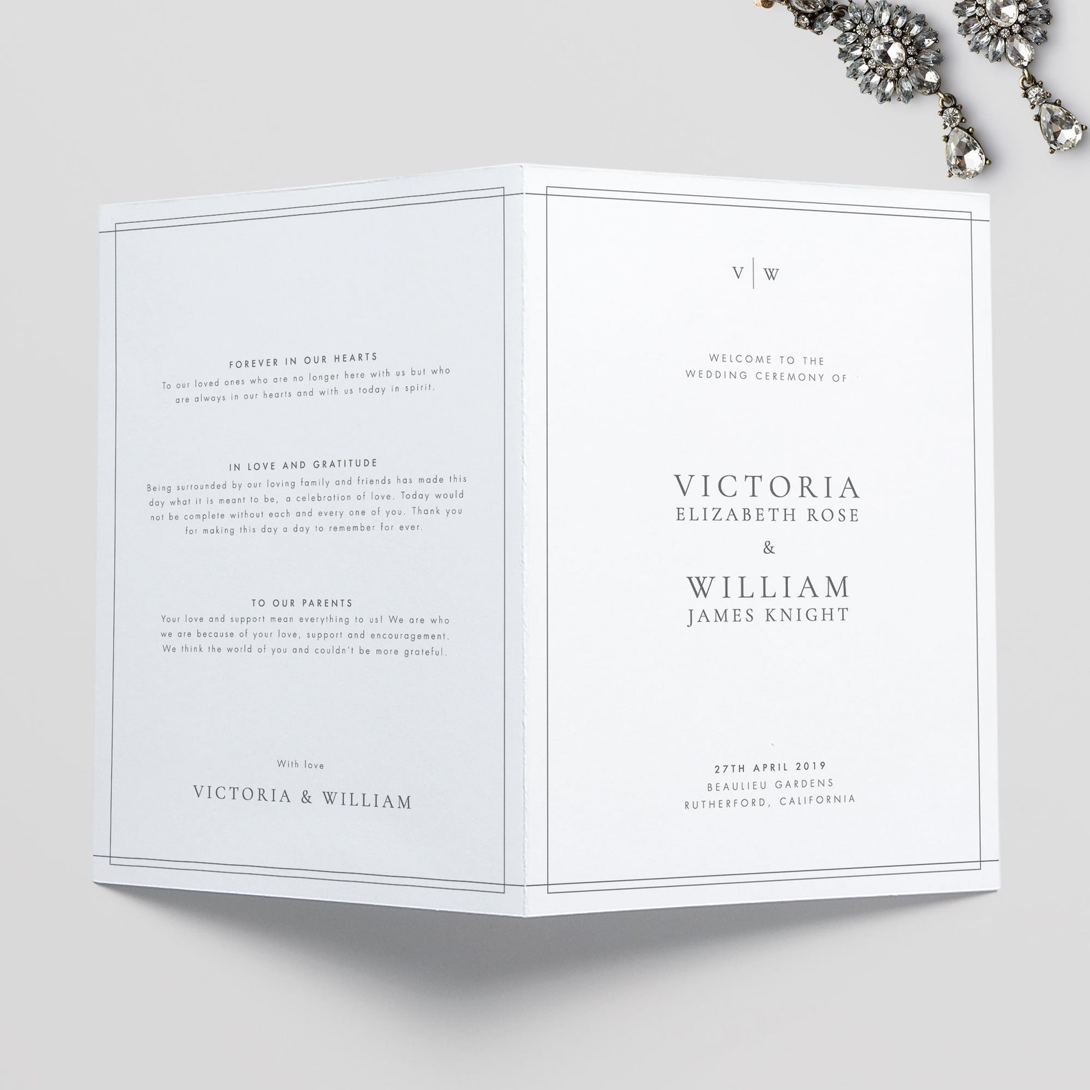Wedding Program Booklet Wedding Ceremony Program Template Minimalist ...