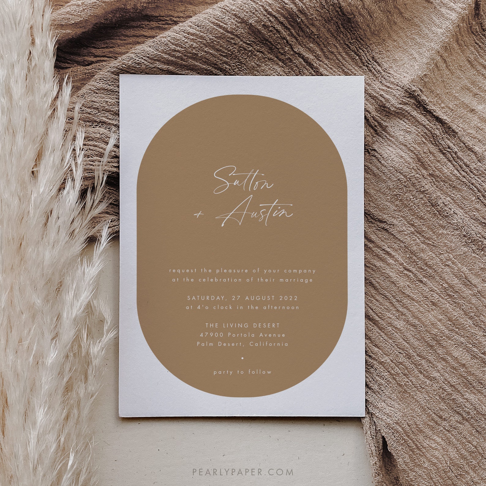 Oval Wedding Invitation Template Digital Download Sand Desert | Etsy