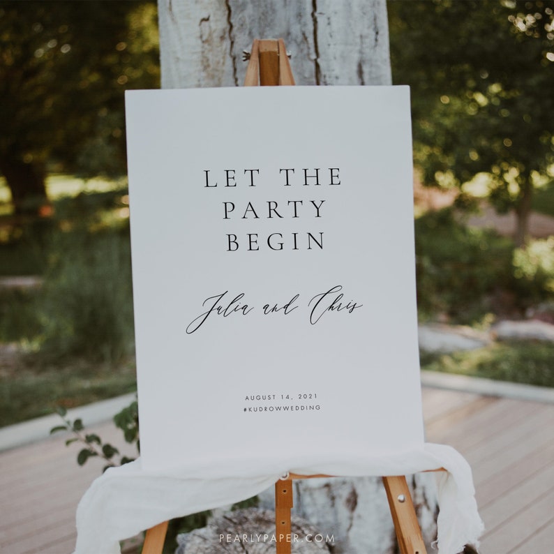 Let the Party Begin Wedding Sign Template Modern Wedding - Etsy