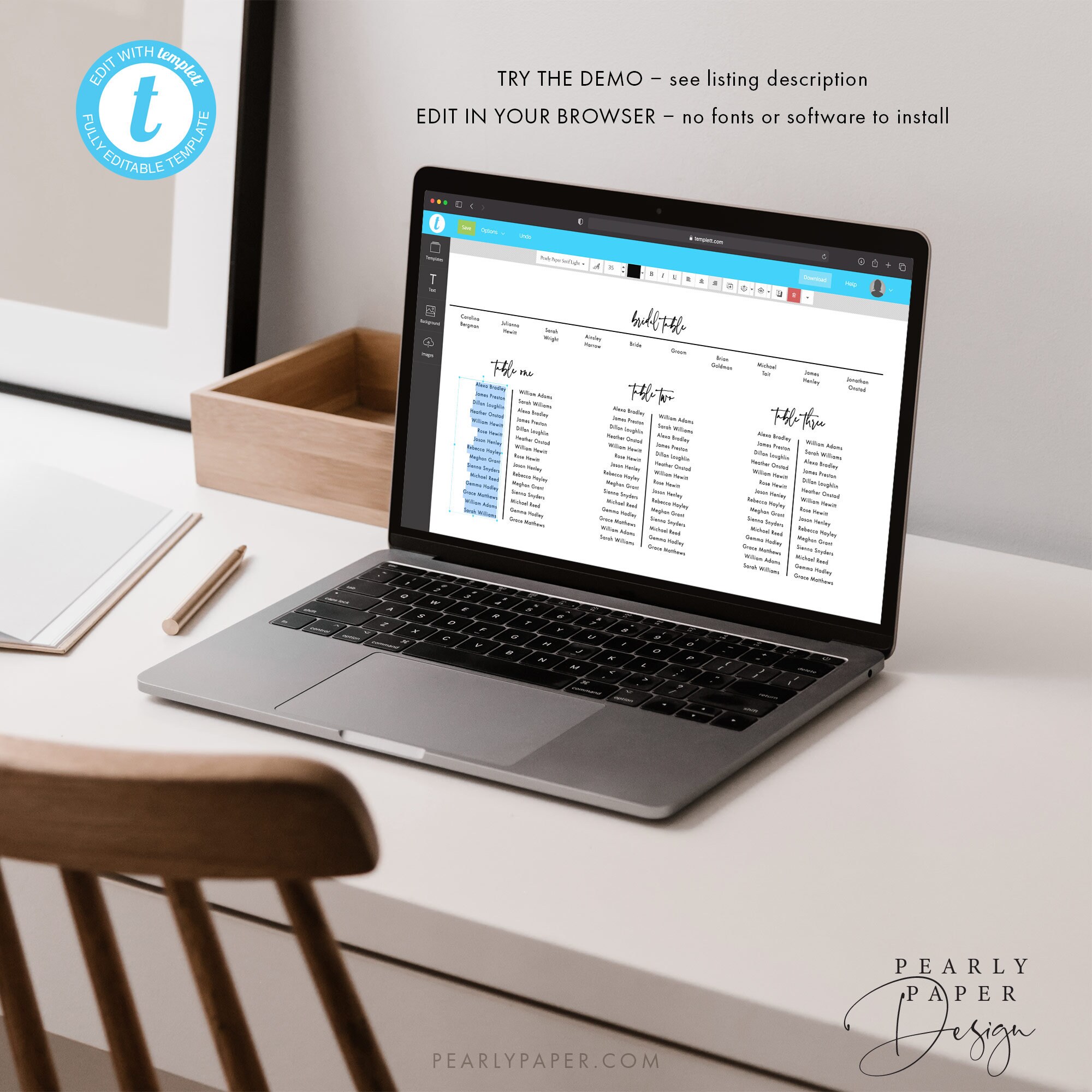 Modern Table Seating Chart Sign Template Download Long Tables | Etsy ...