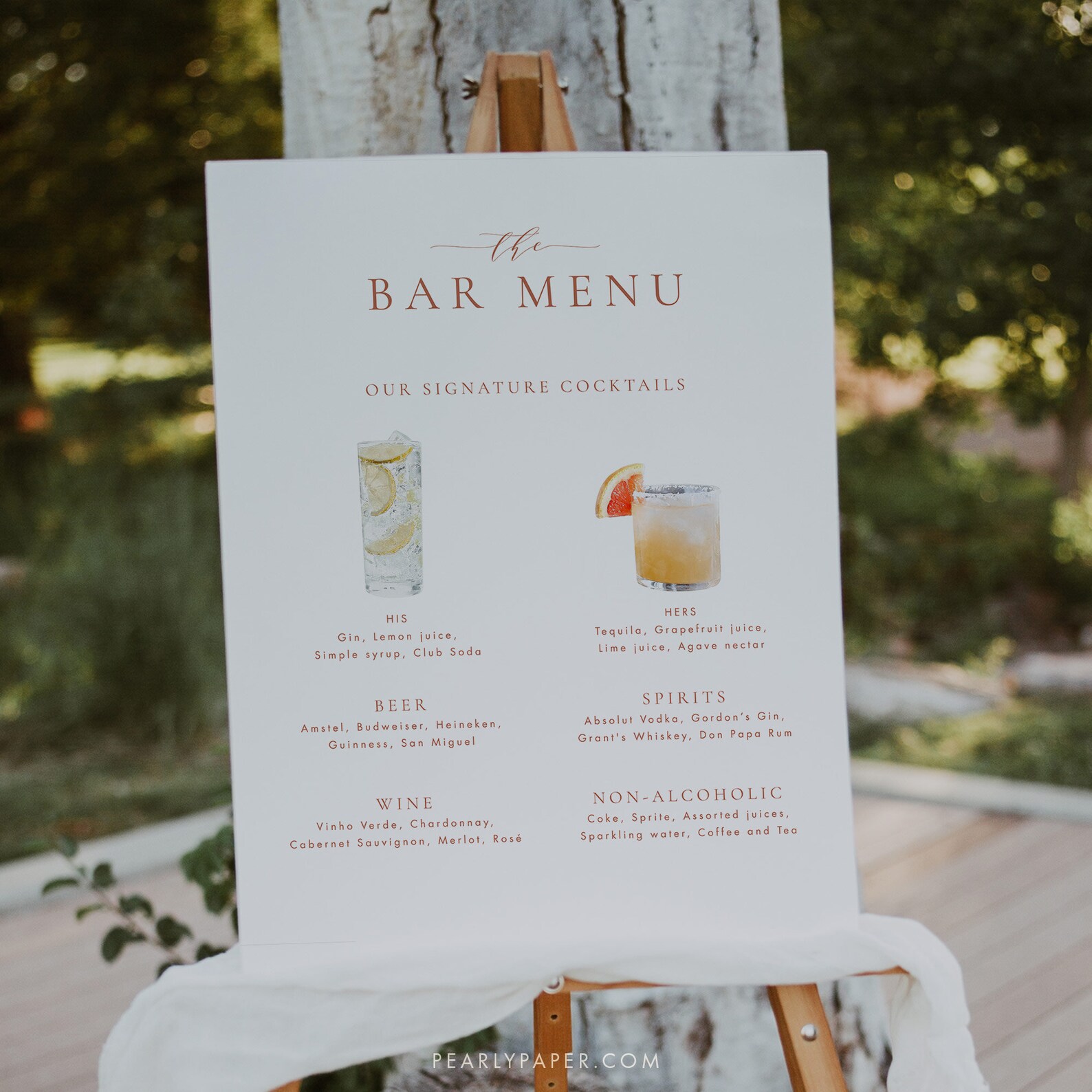 Terracotta Bar Menu Template Signature Cocktails Sign Download | Etsy