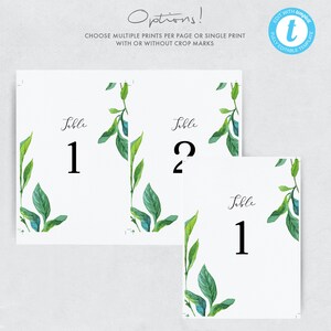 Greenery Table Numbers Template for Wedding, Edit, Download and Print ...