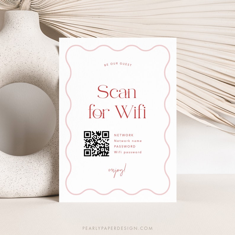 Wifi Password Sign Template, Wedding Wi-fi QR Code Sign, Wifi Password ...