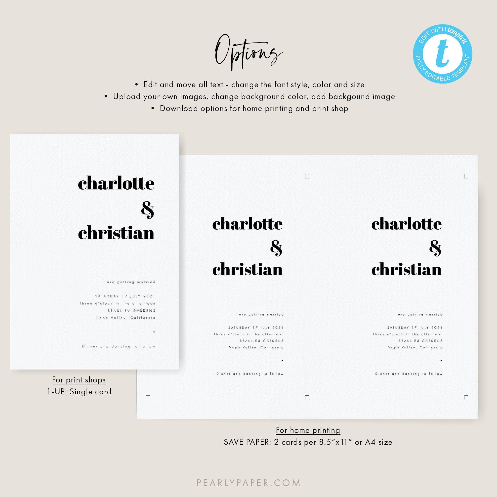 Simple Wedding Invite Template Download Modern Printable | Etsy