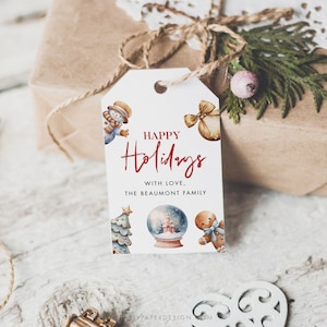 Happy Holidays Gift Tag Template, Printable Christmas Gift Tags ...