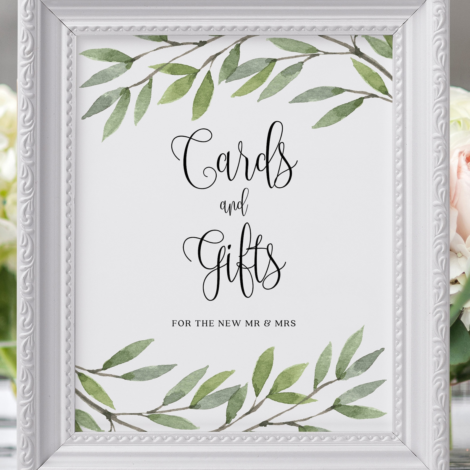 Editable Cards and Gifts Sign Template Greenery Cards Sign - Etsy