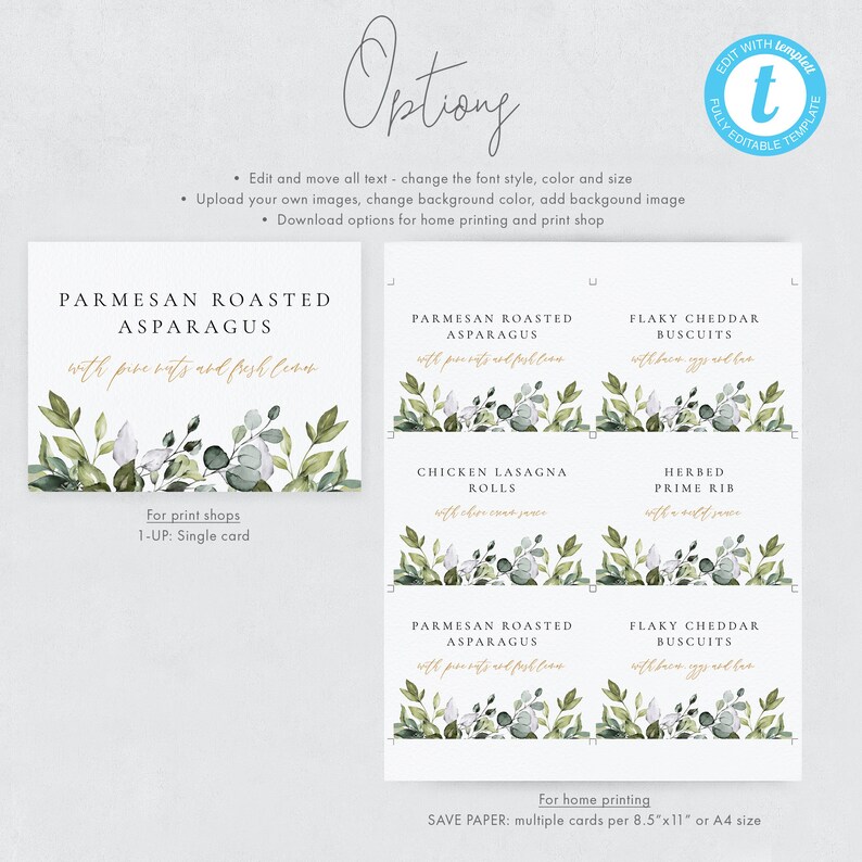 Editable Buffet Card Template Download Rustic Wedding Buffet Label ...