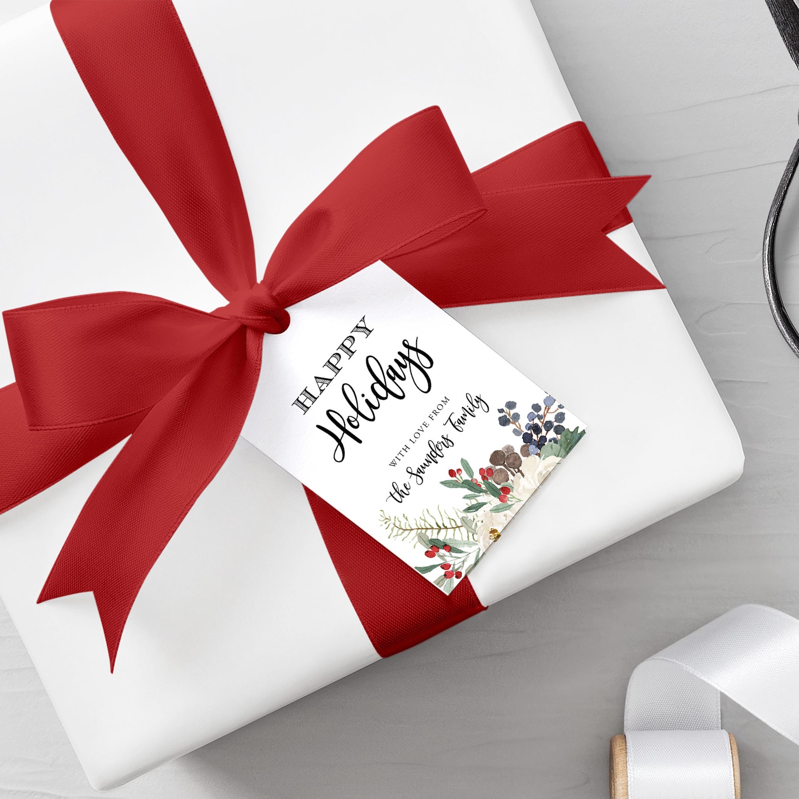 Printable Tag Happy Holidays Tag Template Gift Tag Merry Christmas Gift ...