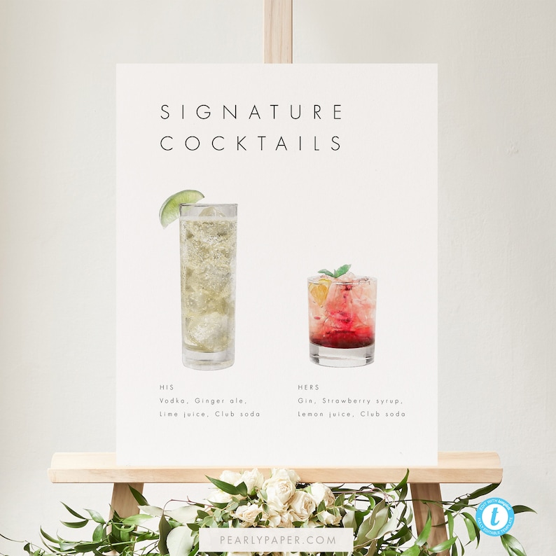 Printable Bar Menu Template Signature Cocktails Sign Download - Etsy