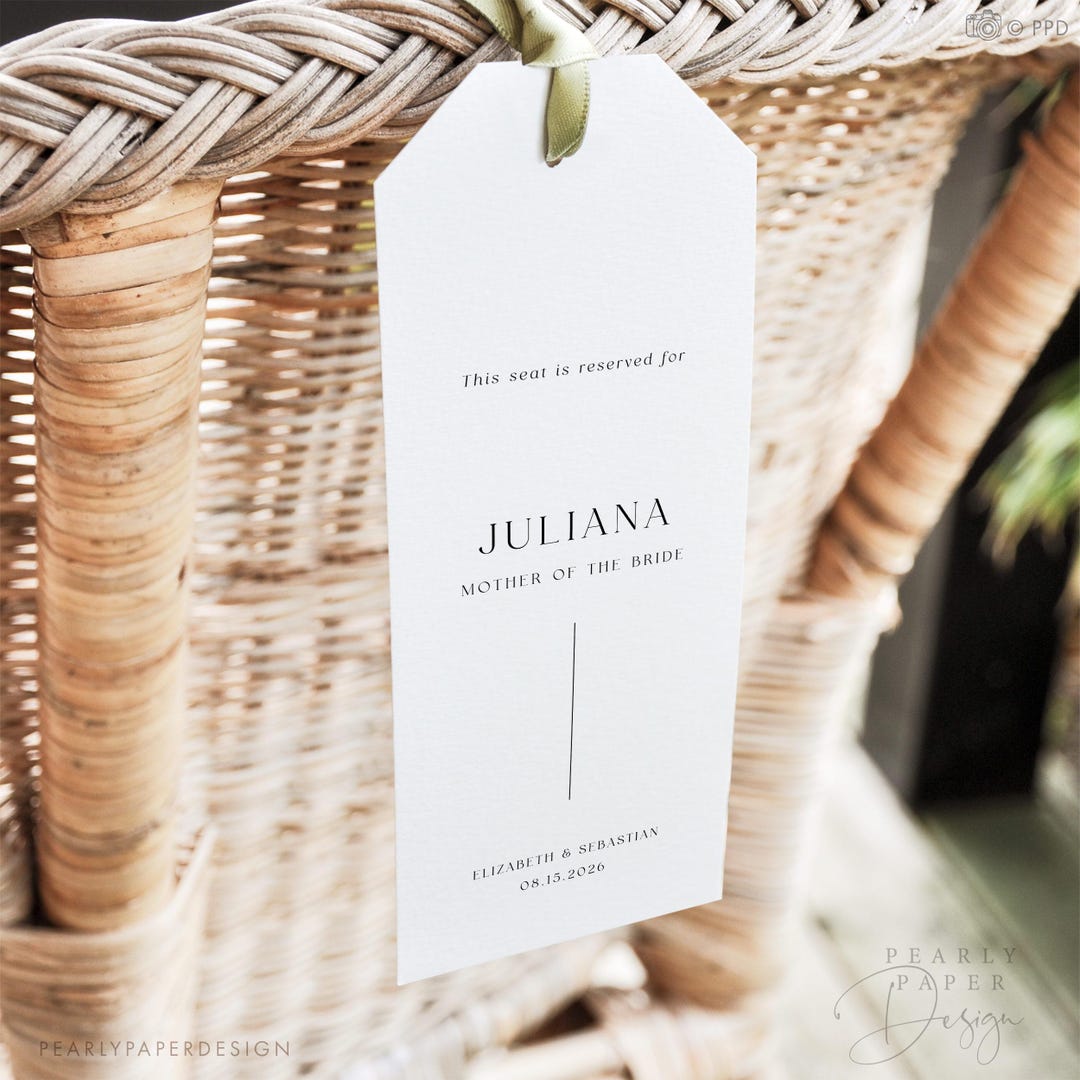 Printable Seating Tag Template, Modern Chair Tags, Minimalist Wedding ...
