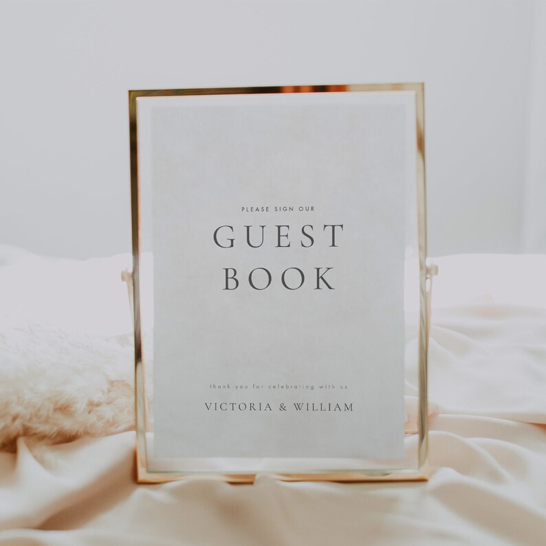 Elegant Guest Book Sign Template, Modern Guest Book Sign, Editable Sign ...