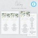 Rustic Wedding Ceremony Program Template Program Template Greenery ...