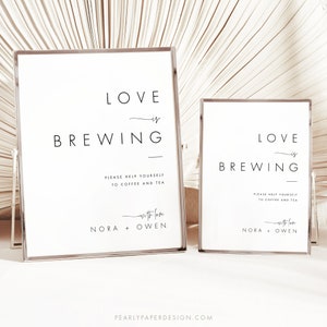 Love is Brewing Sign Template, Coffee Bar Table Sign, Minimalist Coffee ...