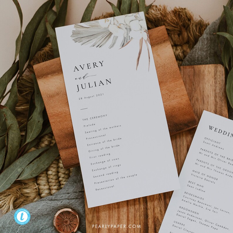 Printable Wedding Ceremony Program Template Boho Program - Etsy