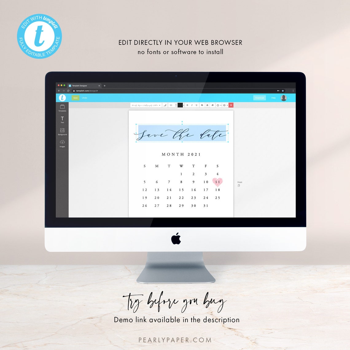 Printable Calendar Save the Date Template Printable Save Our | Etsy