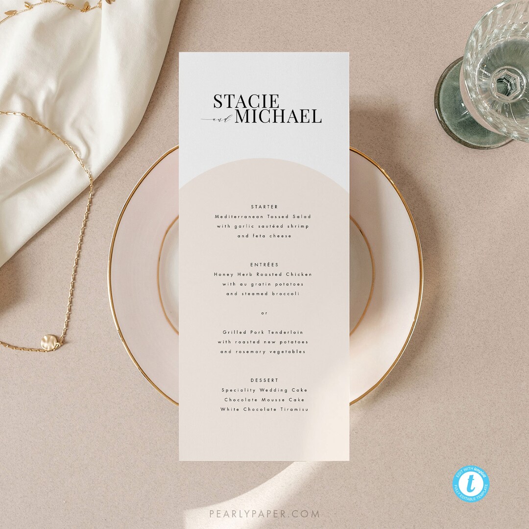 Arched Menu Template Download Printable Wedding Menu Simple Menu Cards ...