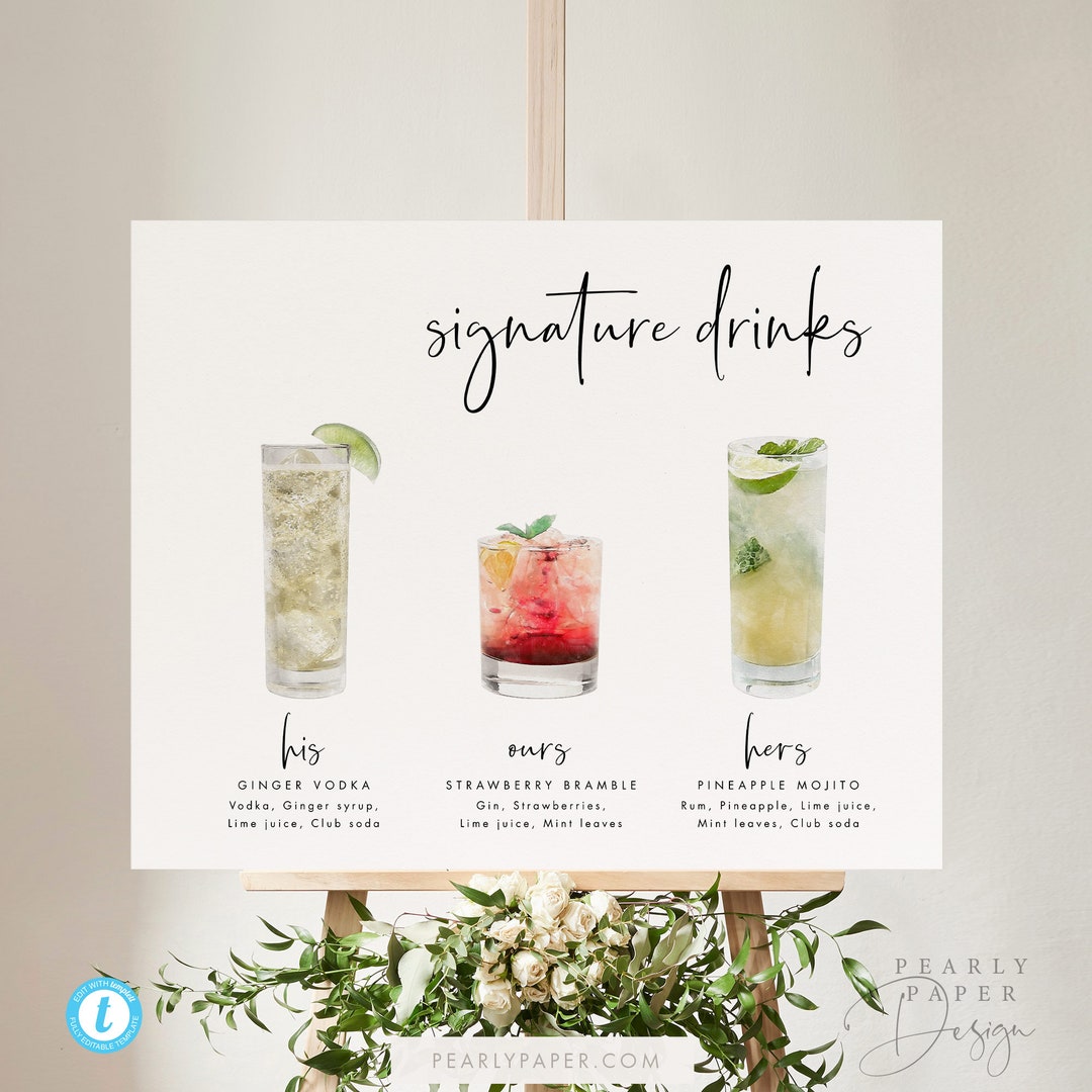 Printable Cocktails Drink Template Download Signature - Etsy