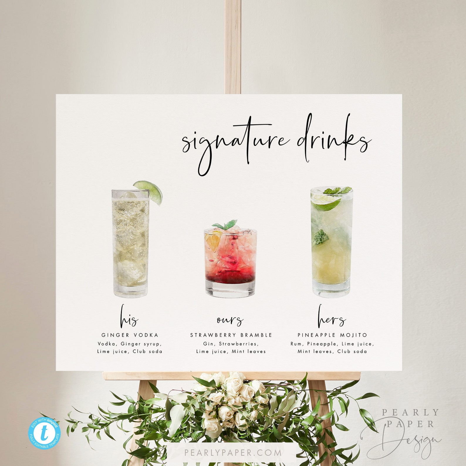 Printable Cocktails Drink Template Download Signature - Etsy