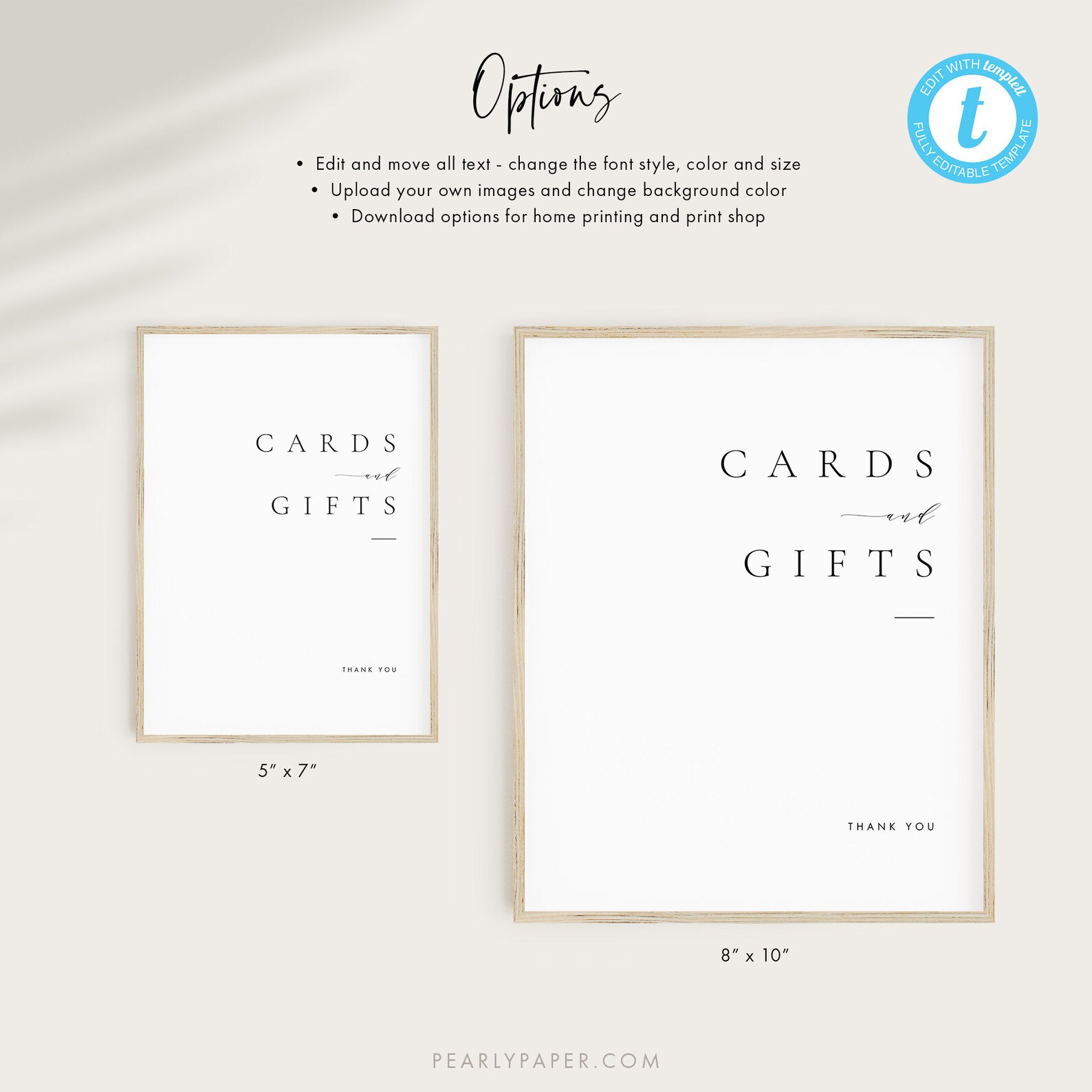 Printable Cards and Gifts Sign Template Download Modern - Etsy