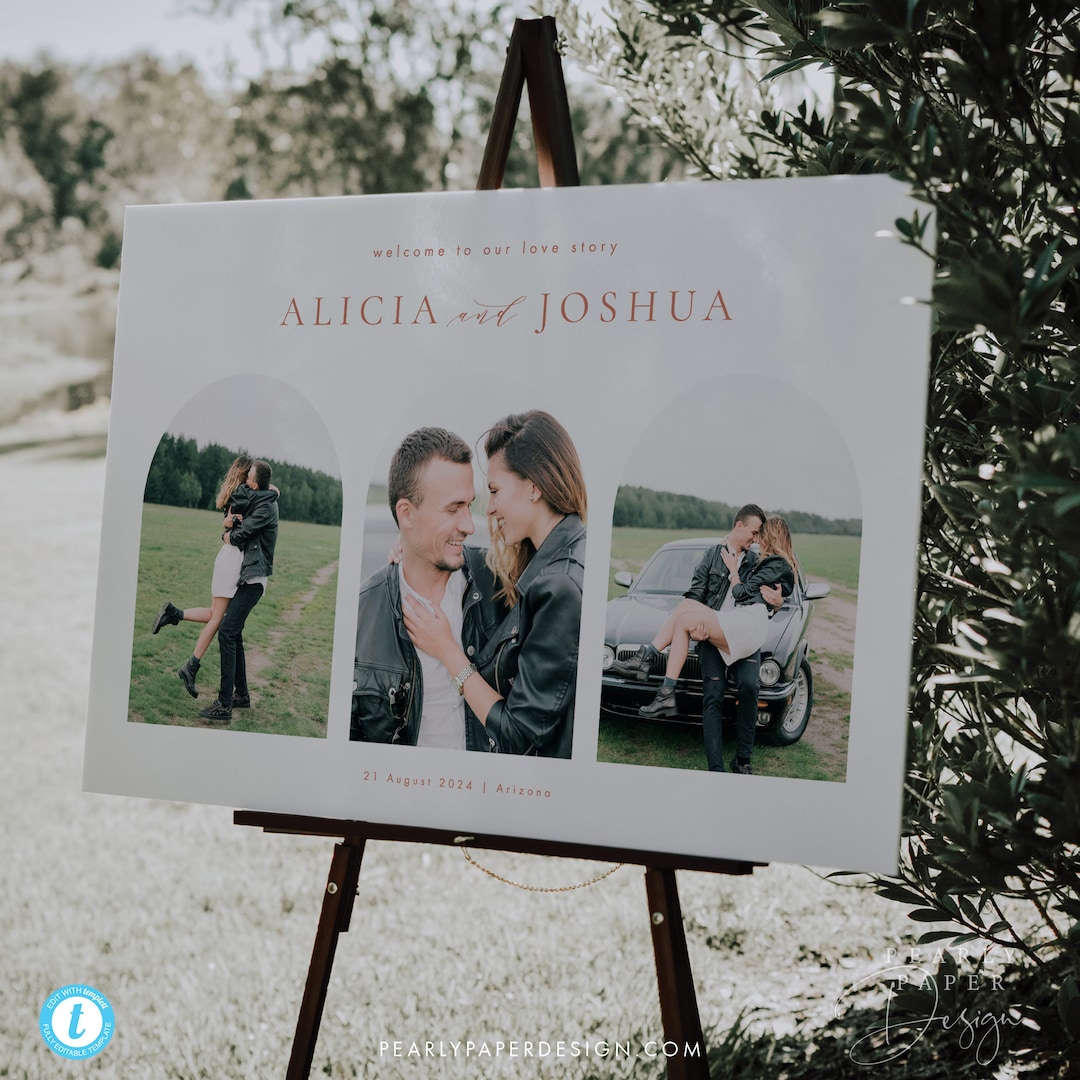 Wedding Welcome Sign Template, Photo Welcome Sign, Modern Wedding Photo ...