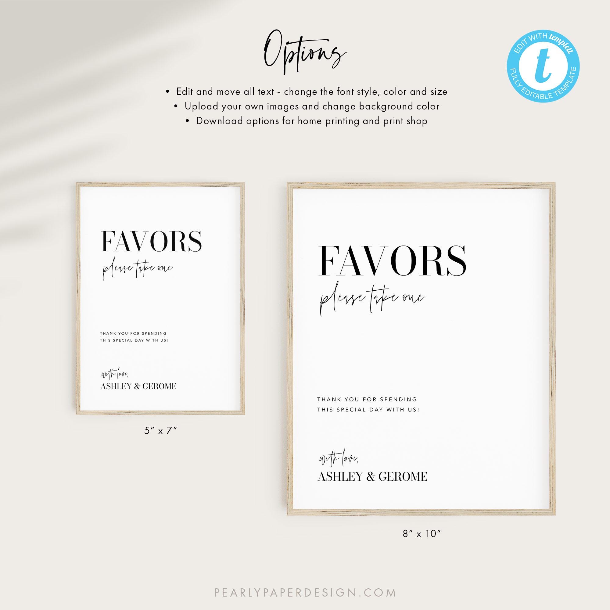 Printable Favors Sign Template Download, Minimalist Wedding Favor Sign ...