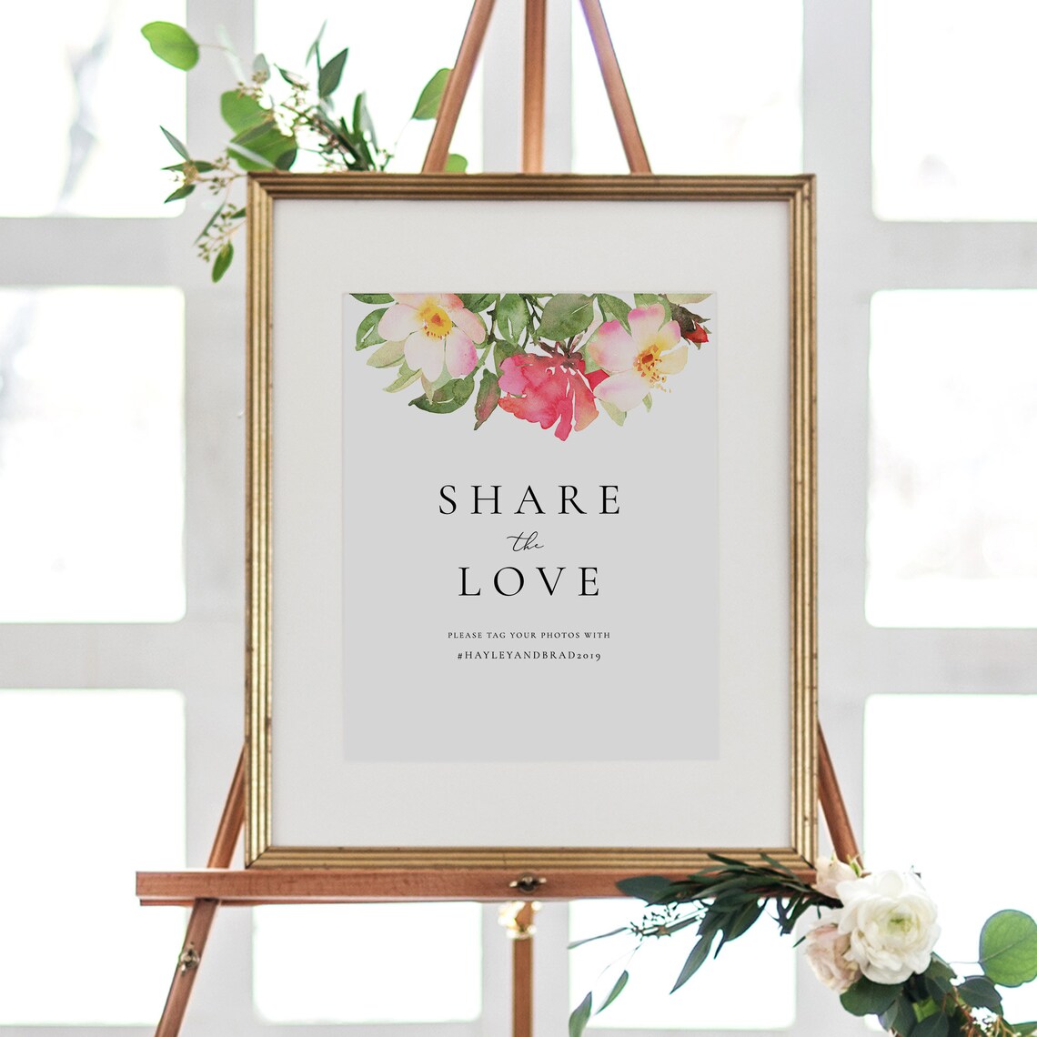 Share the Love Sign Template Wedding Hashtag Sign Instagram Blush ...