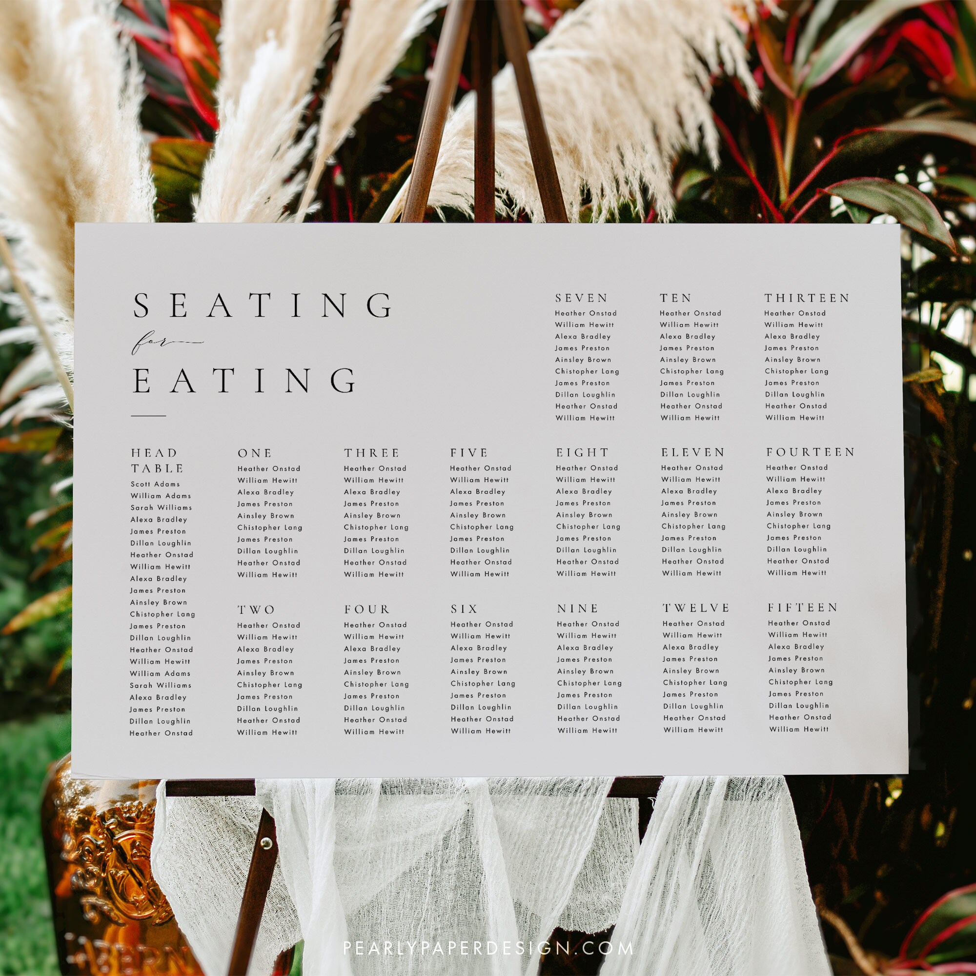 Simple Wedding Seating Chart Template Elegant Minimalist - Etsy