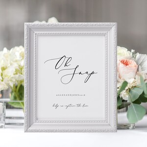 Oh Snap Wedding Sign Template Wedding Hashtag Sign Modern Calligraphy ...