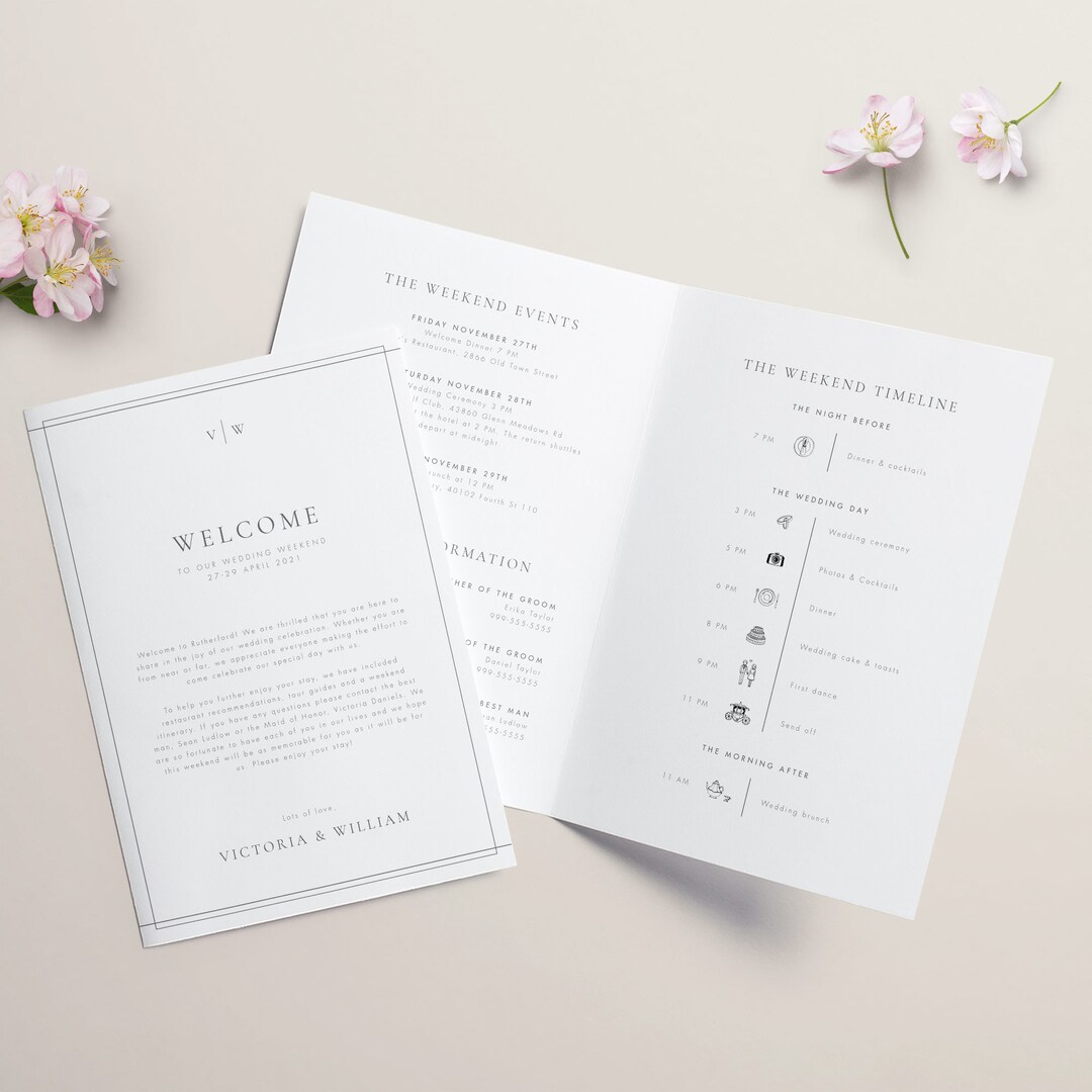 Printable Wedding Weekend Itinerary Template Weekend Timeline Program ...