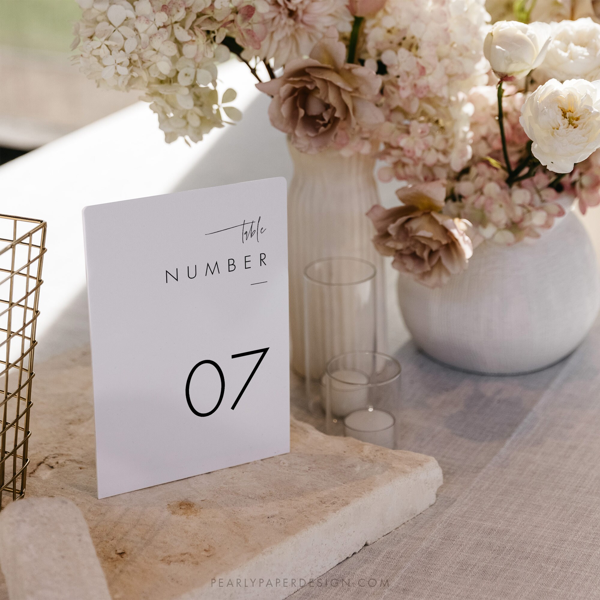 Editable Table Numbers Template, Minimalist Wedding Table Cards ...
