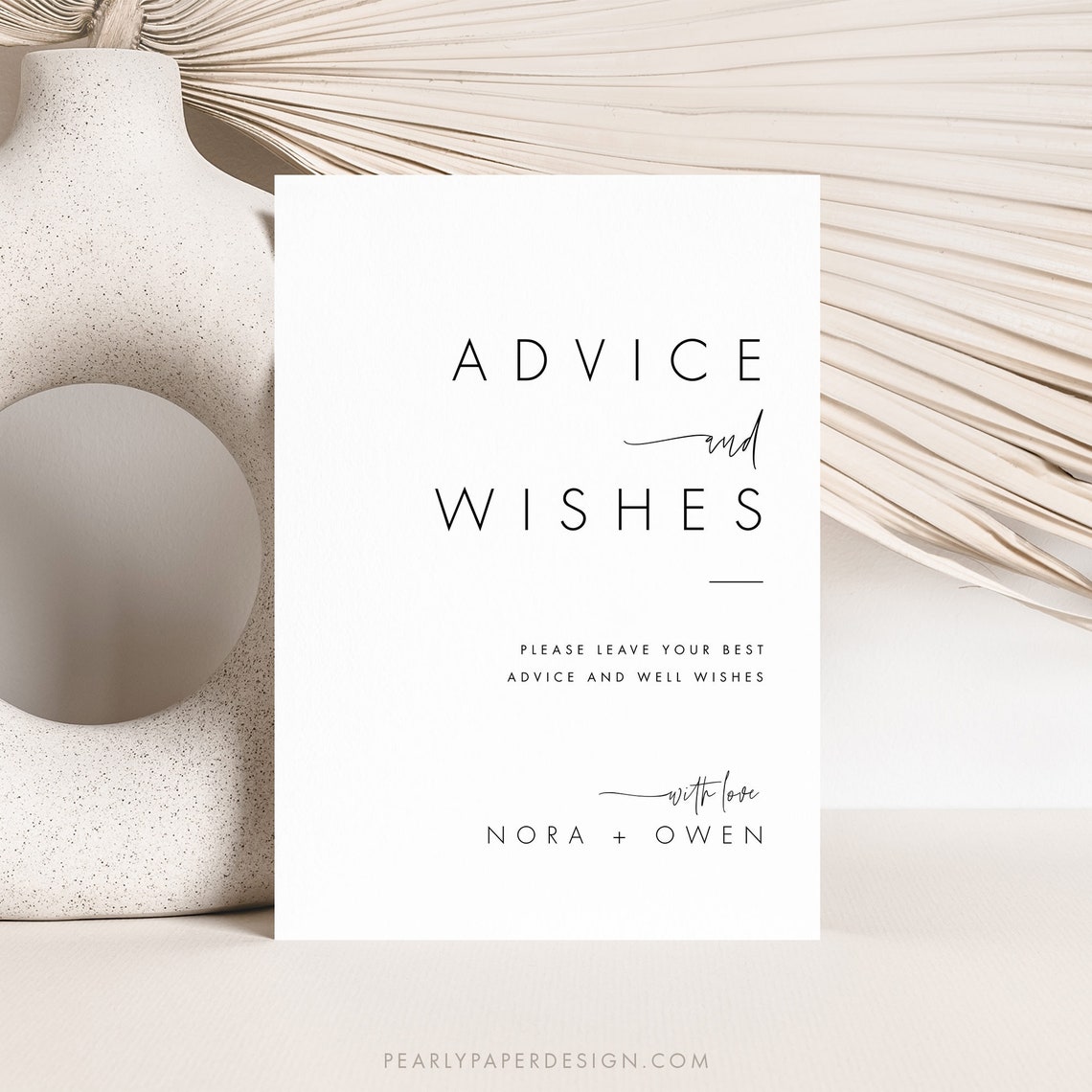 Printable Advice and Well Wishes Sign Template With Card, Modern Advice ...