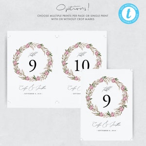 Table Numbers Template Templett Printable Table Numbers Table Number ...