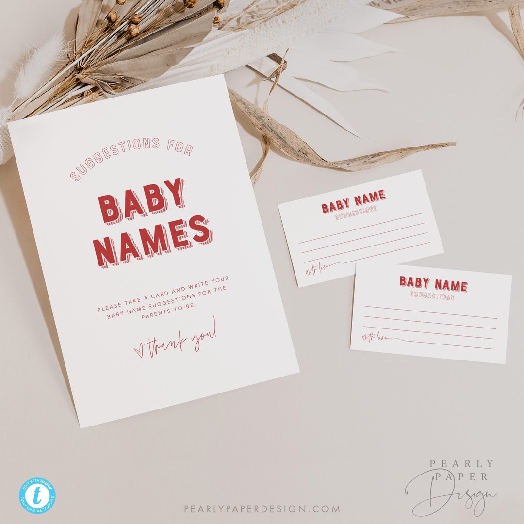 Baby Name Suggestions Template, Baby Name Ideas Game Download ...