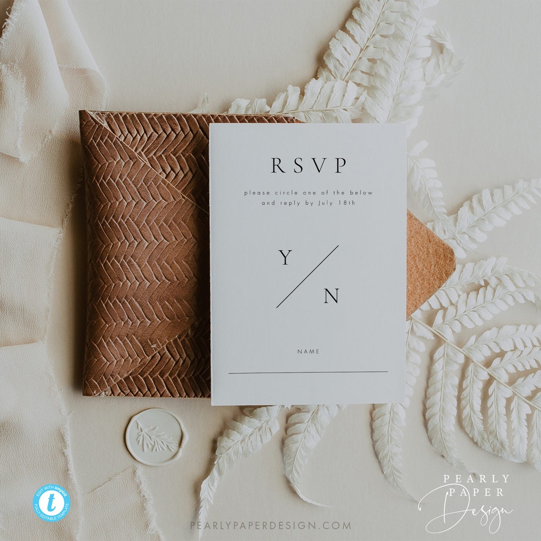 Minimalist RSVP Card Simple Modern Wedding Please Respond Card Wedding ...