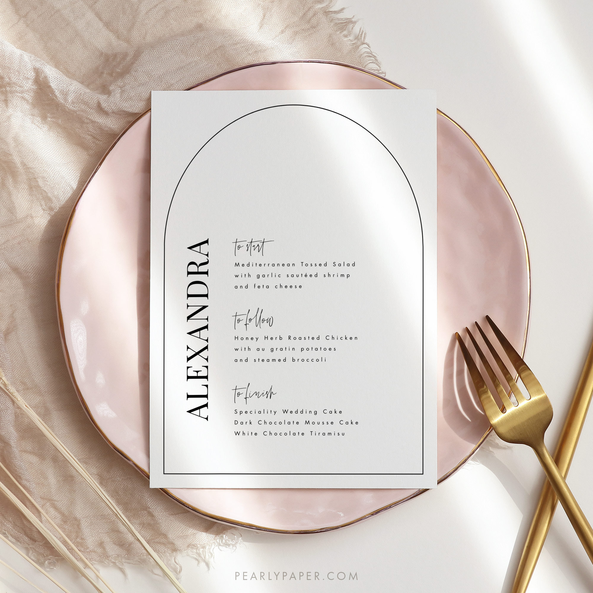 Arched Menu Template Download Modern Wedding Menu Arch Menu | Etsy