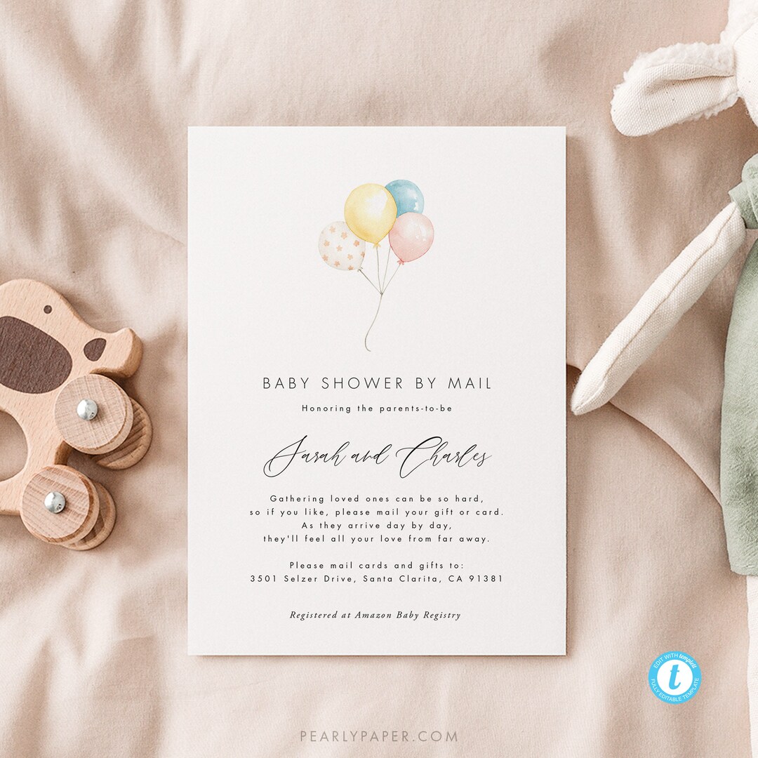 Baby Shower by Mail Template Download Baby Shower From Afar - Etsy