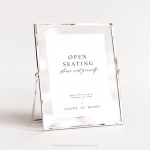 Open Seating Sign Template, Minimalist Seating Table Sign Download ...