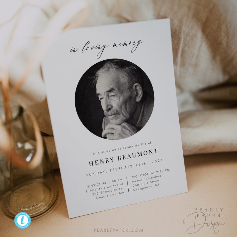 Funeral Announcement Template Minimalist Modern and Simple - Etsy UK