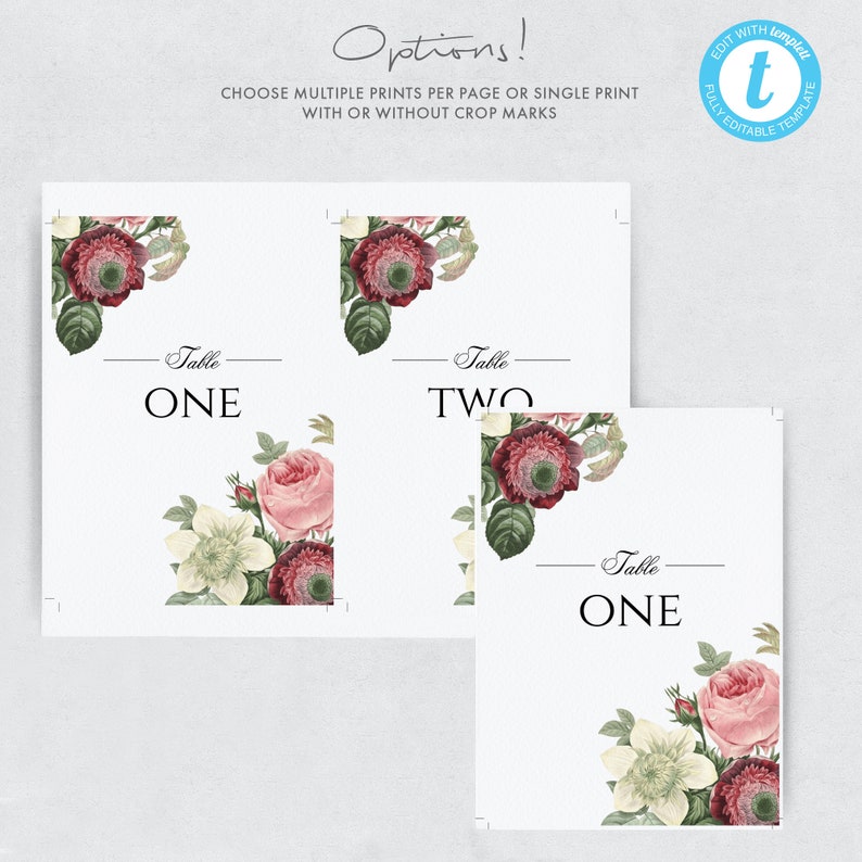 Table Number Template Printable Wedding Table Number Sign - Etsy