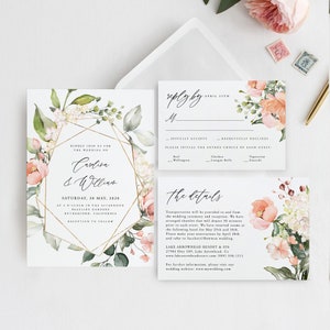 Wedding Invitation Template Download Invitation Suite Geometric Wedding ...