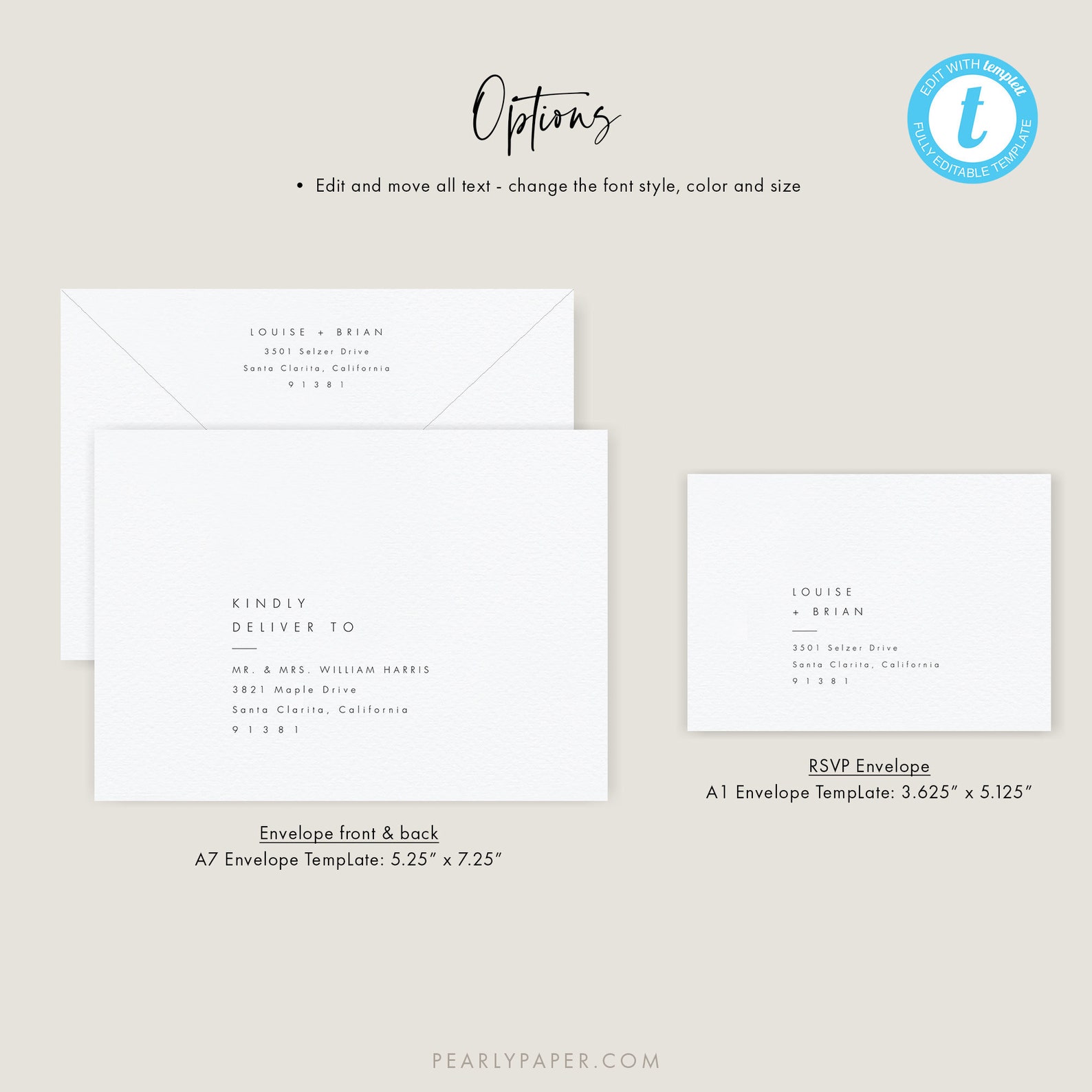 Minimalist Envelope Template Download Modern Address Label | Etsy