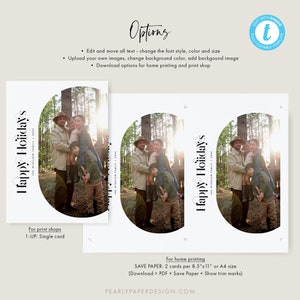 Oval Happy Holiday Card Template, Minimalist Photo Holidays Templett ...